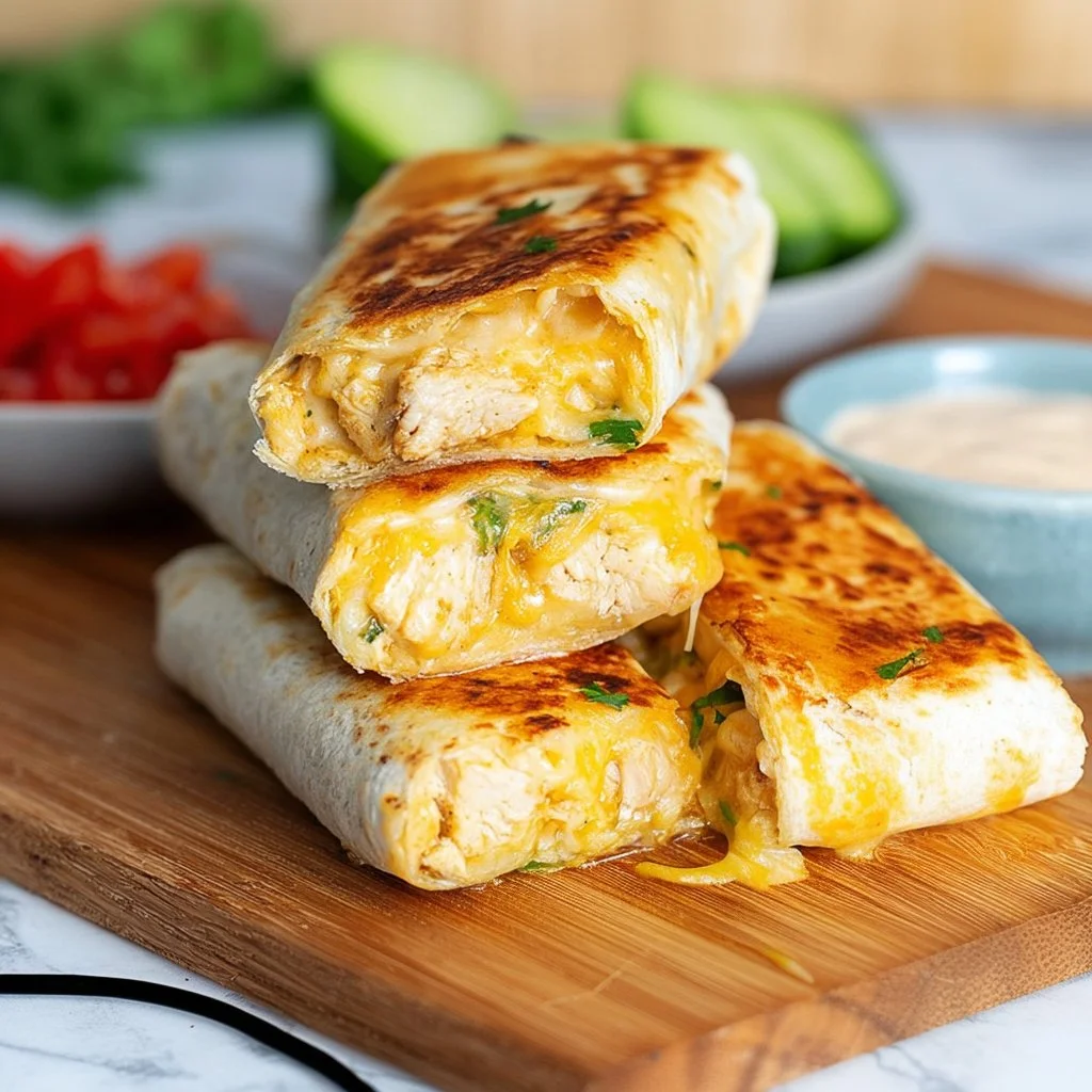 Cheesy Garlic Chicken Wraps recipe